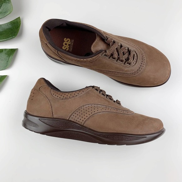 SAS | Shoes | Sas Walk Easy Walking Shoes Brown Nubuck Sneakers Comfort ...